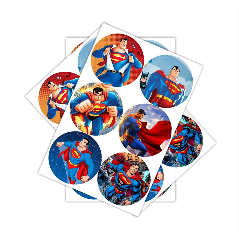 Superman Super Man Stickers Party Favors Labels Birthday Thank You ...