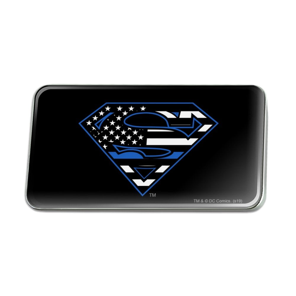 Superman Thin Blue Line Flag Shield Logo Metal Rectangle Lapel Hat Pin ...