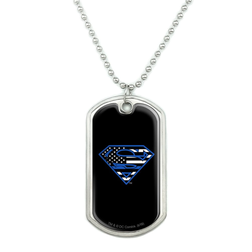 Superman Thin Blue Line Flag Shield Logo Military Dog Tag Pendant ...