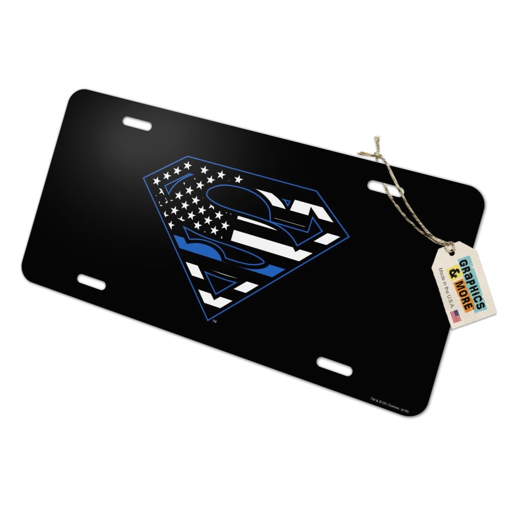 Superman Thin Blue Line Flag Shield Logo Novelty Metal Vanity Tag ...
