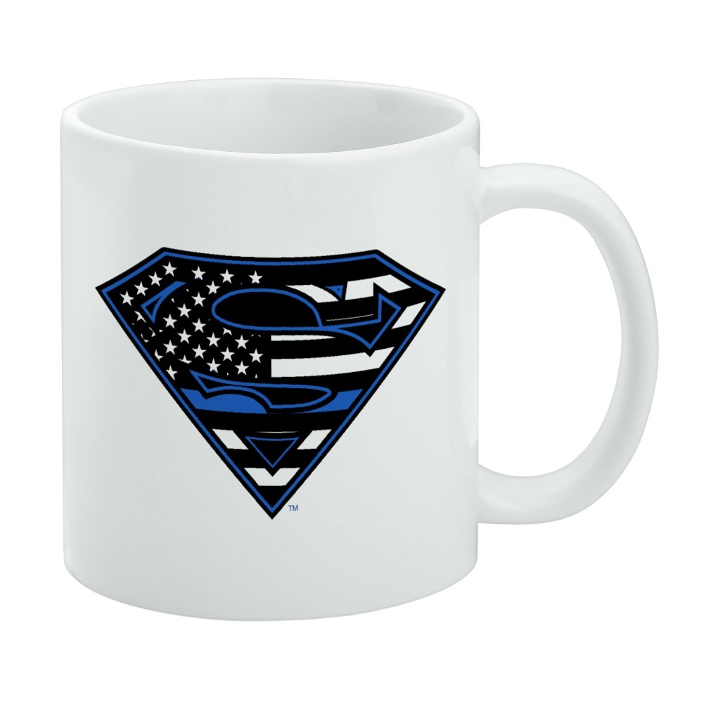Superman Thin Blue Line Flag Shield Logo White Mug - Walmart.com