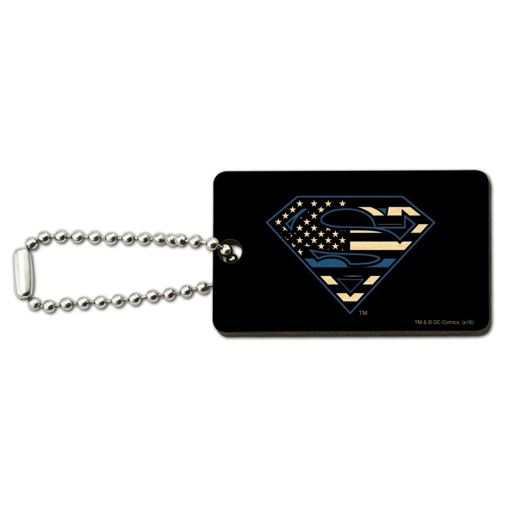 Superman Thin Blue Line Flag Shield Logo Wood Wooden Rectangle Keychain ...