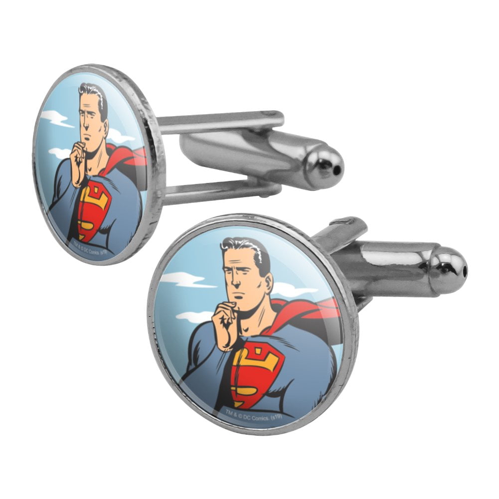 Superman Thinking Round Cufflink Set Silver Color - Walmart.com
