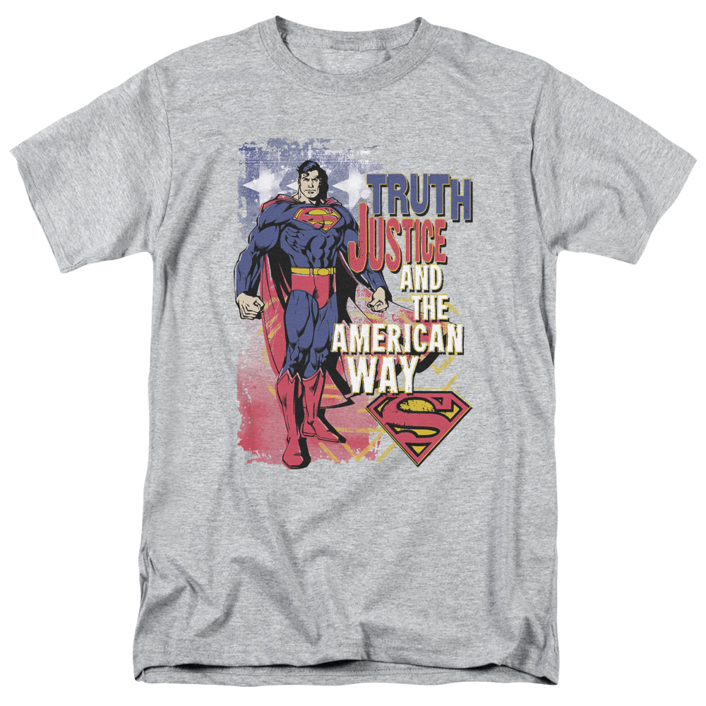 Superman Truth Justice Adult 18/1 T-Shirt Athletic Heather - Walmart.com