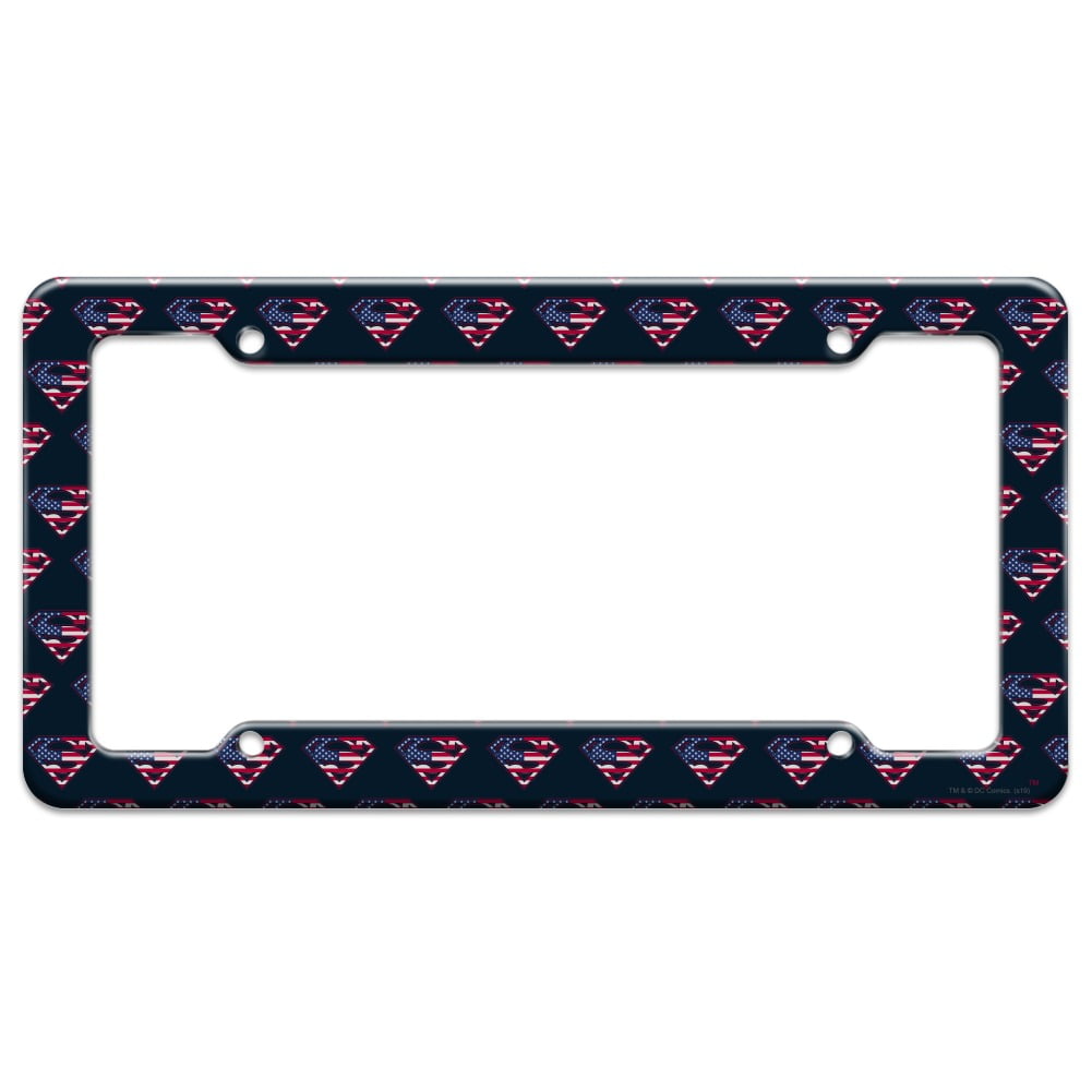 Superman USA American Flag Shield Logo License Plate Tag Frame ...