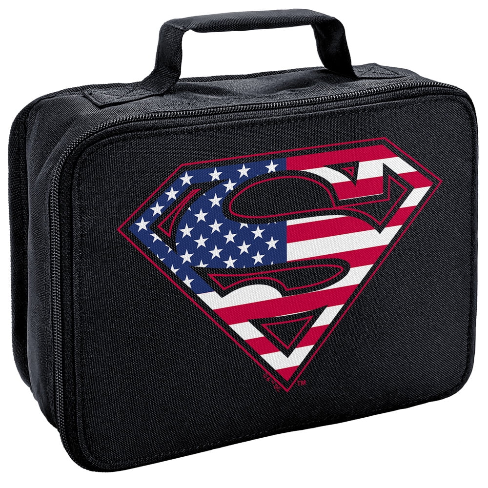 Superman Usa American Flag Shield Logo Insulated Soft Sided Lunch Box ...