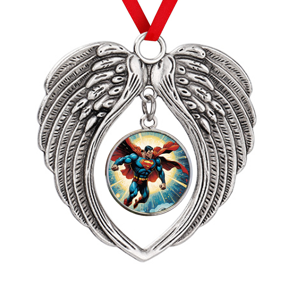 Superman Retro Christmas Ornaments Angel Wings Christmas Tree Ornaments ...