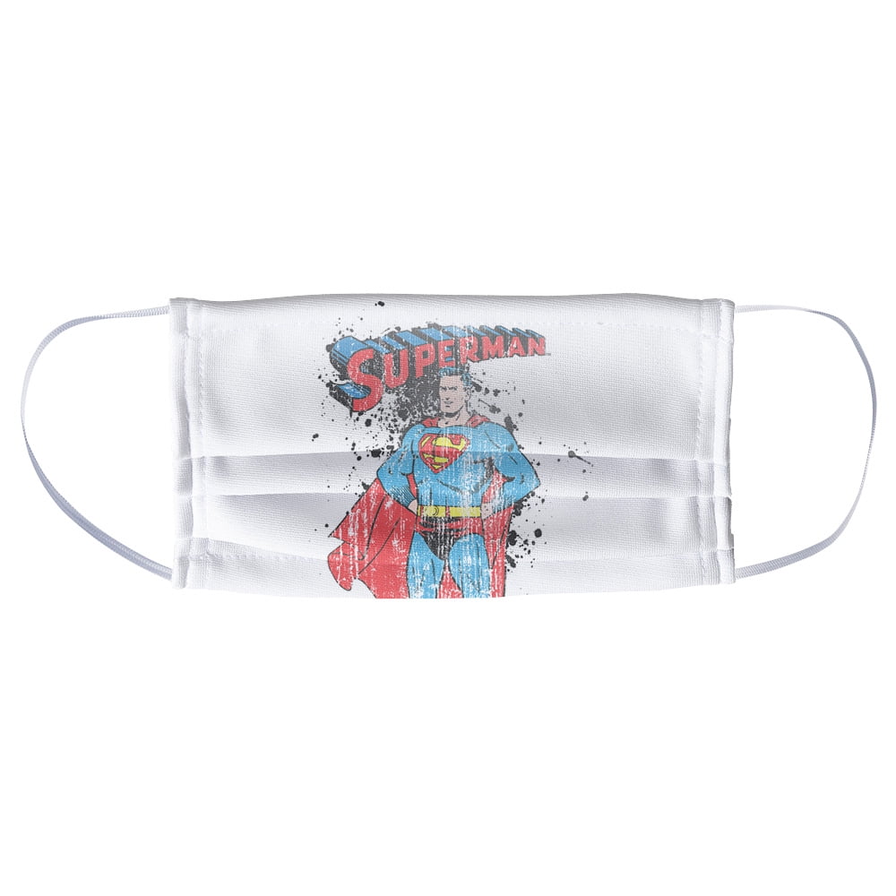 Superman Vintage Ink Splatter 1-Ply Reusable Face Mask Covering, Unisex ...