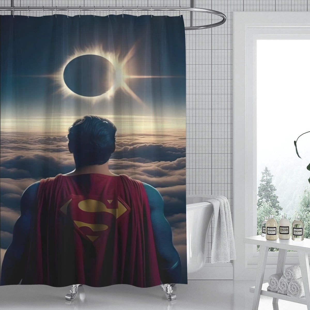 Superman shower curtain showcases an iconic print, is waterproof, and ...