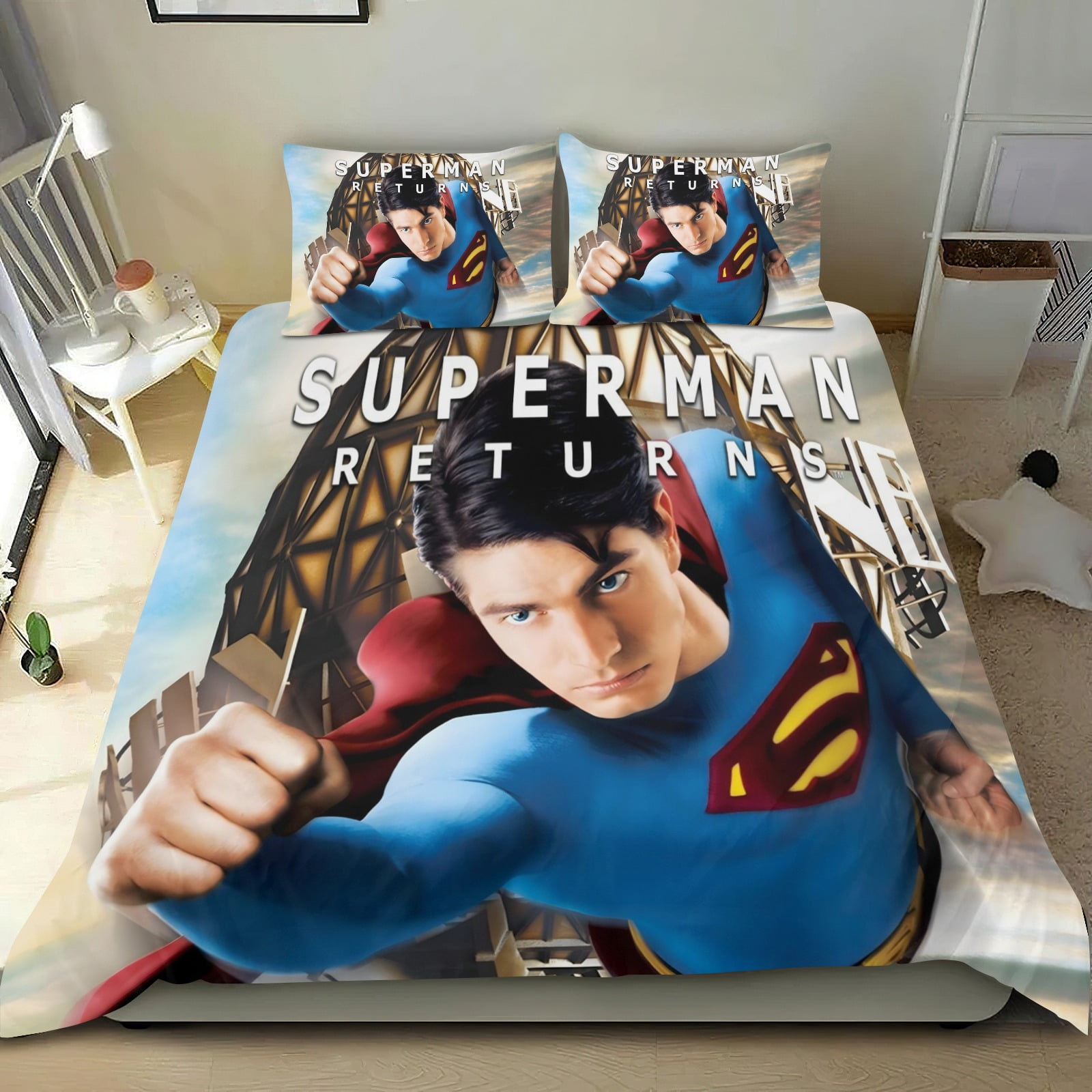 Superman-themed Bed Sheet Set Three Piece Set Comfortable And Skin ...