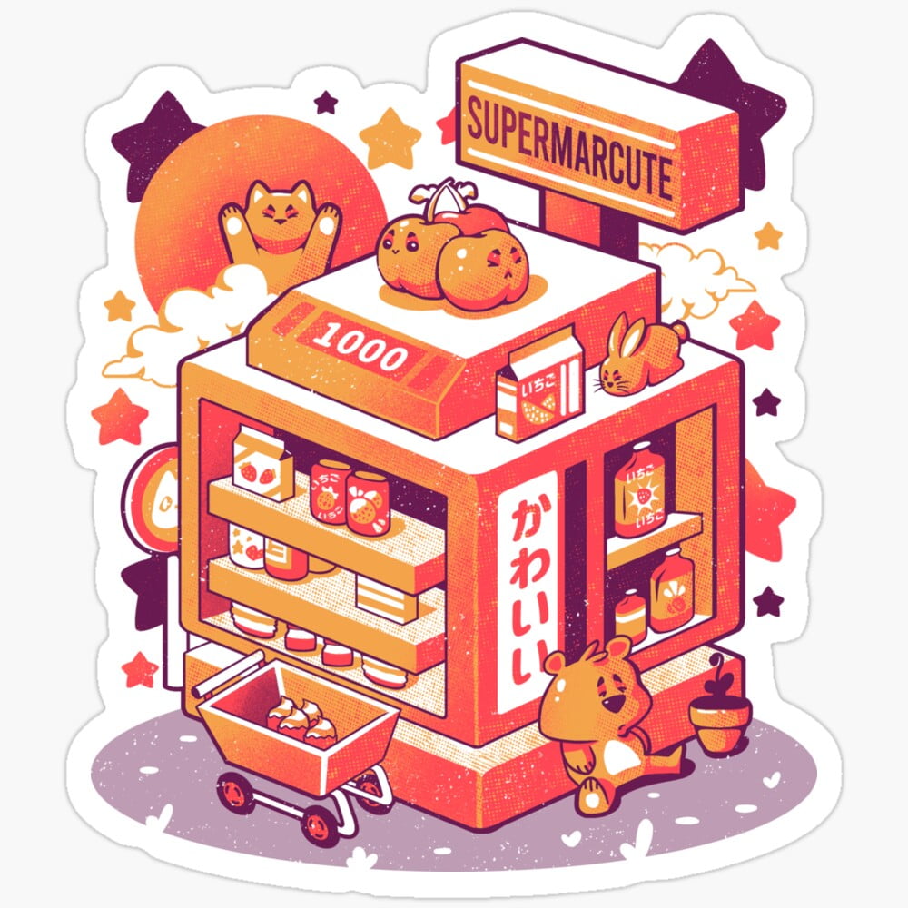 Supermarcute - Kawaii Kitty Bunny Cute Gift Glossy Sticker Phone Decal ...