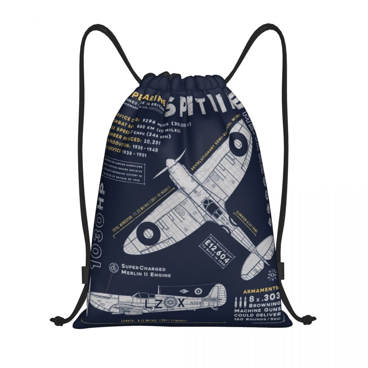 Supermarine Spitfire Drawstring Bag Men Women Portable Sports Gym ...