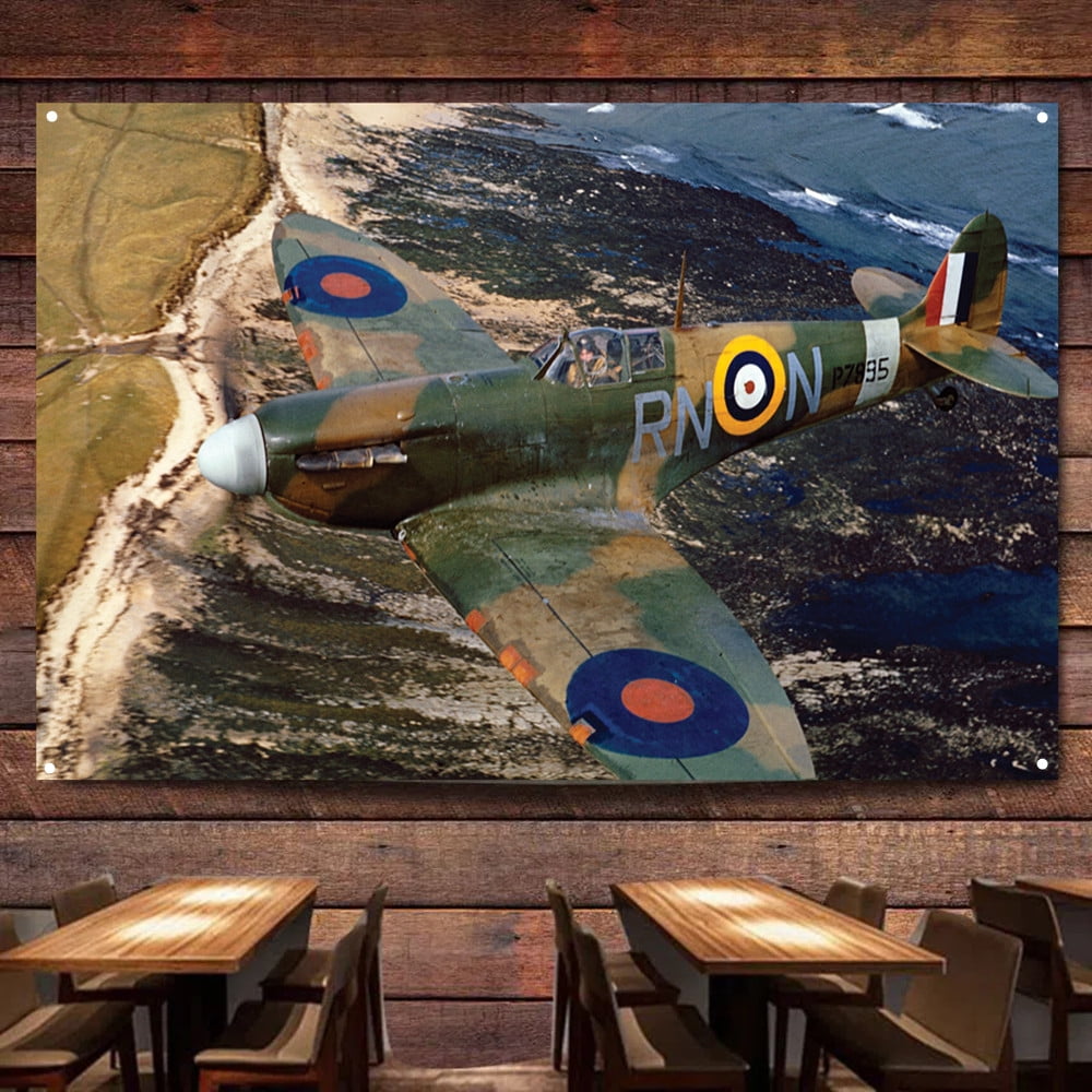 Supermarine Spitfire Flag Banner Wall Chart Canvas Painting WW II ...