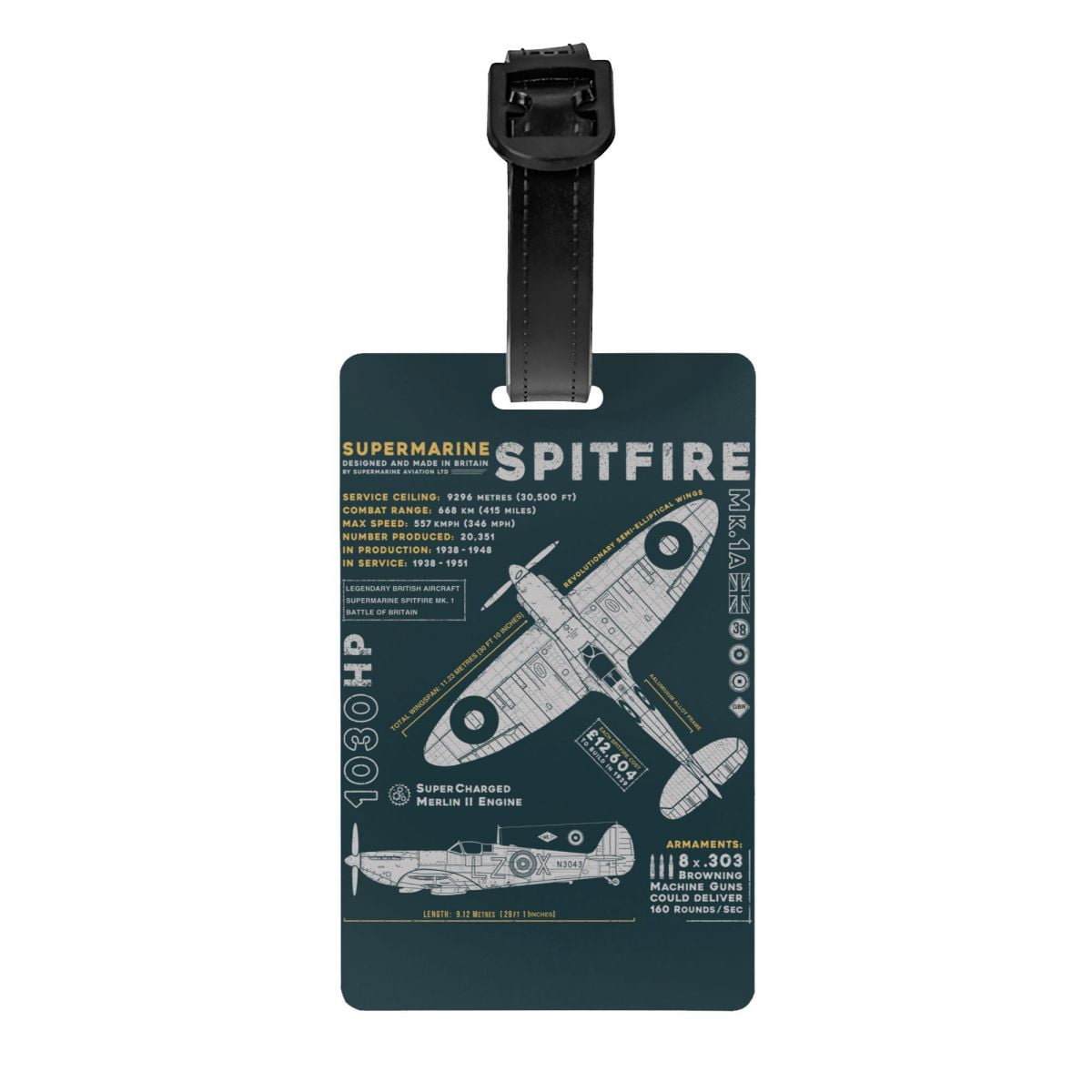 Supermarine Spitfire MK Luggage Tag Privacy Protection Fighter Plane ...