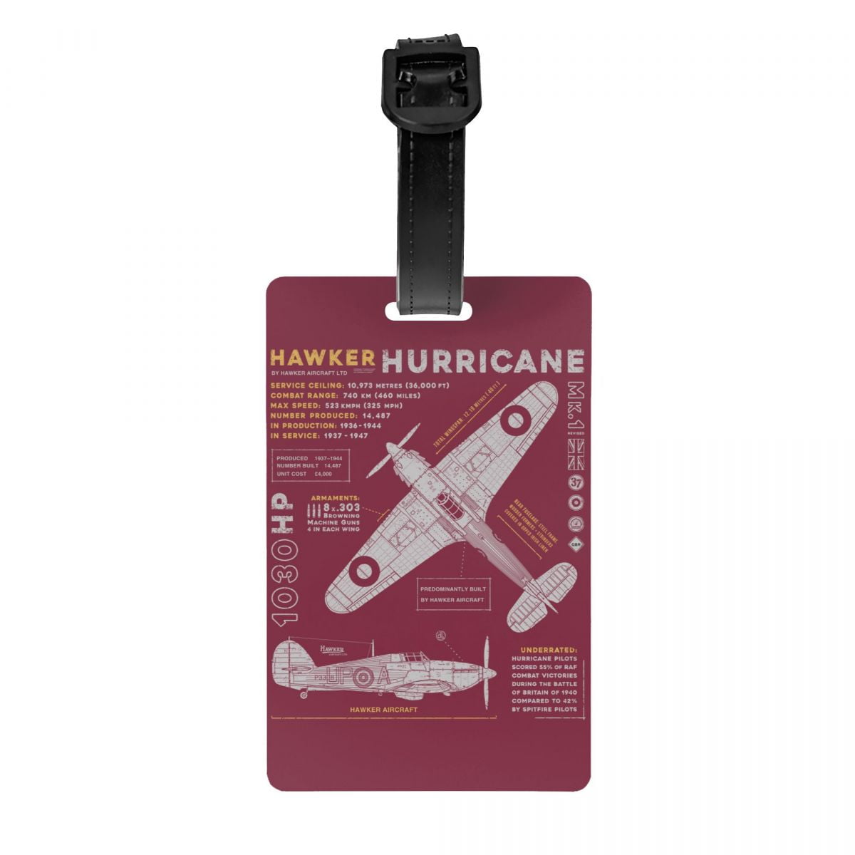 Supermarine Spitfire MK Luggage Tag Privacy Protection Fighter Plane ...
