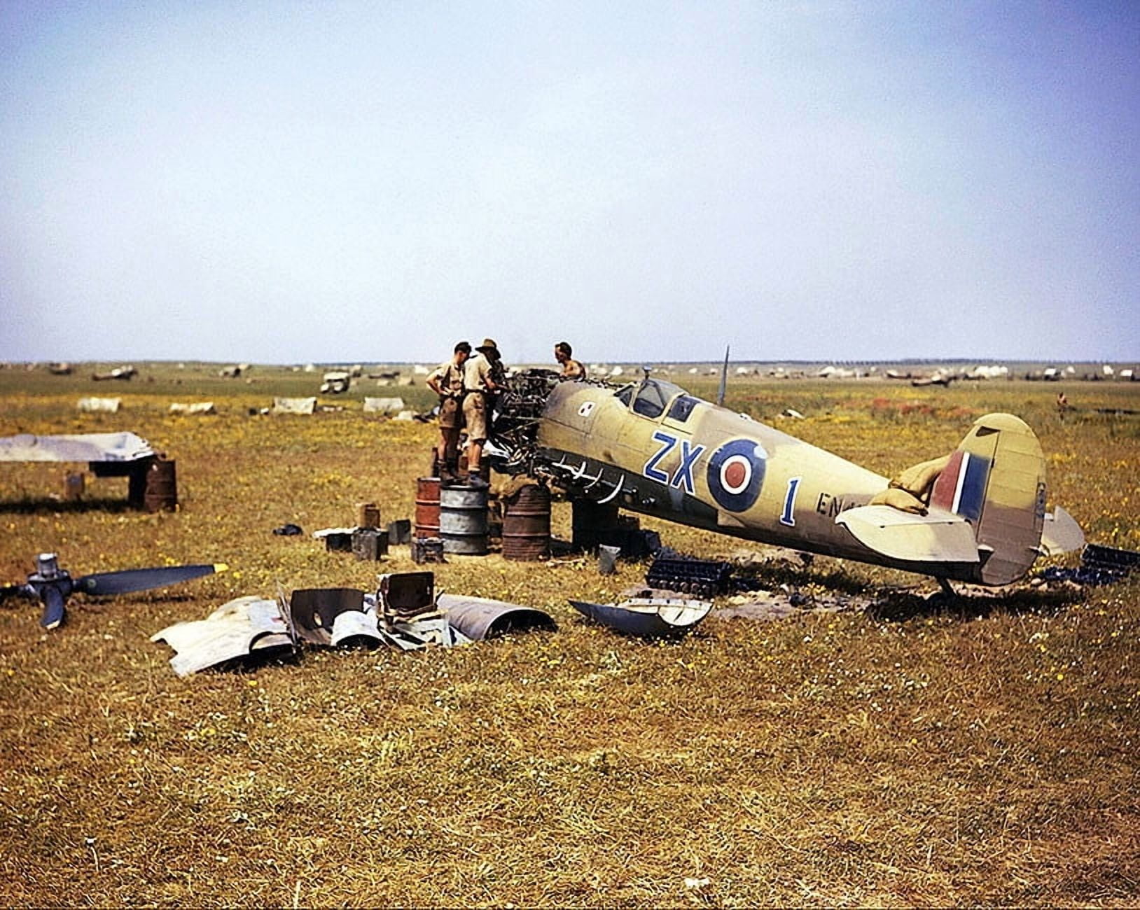 Supermarine Spitfire Mark IX Dismantled in Tunisia - 24x36 Inch Glossy ...