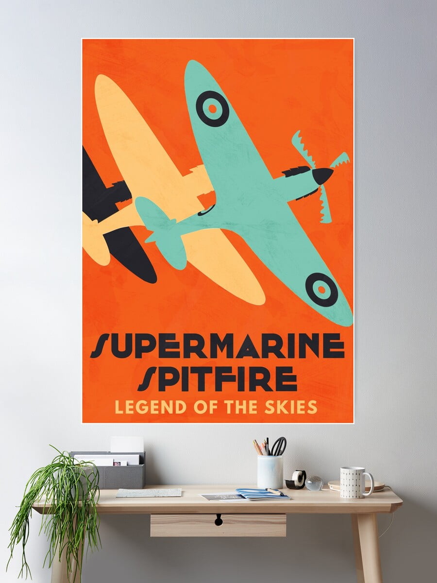 Supermarine Spitfire Poster Wall Art, Modern Wall Decor For Living Room ...