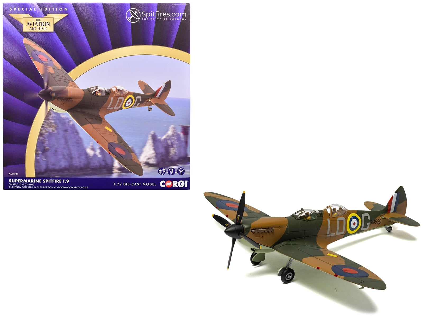 Supermarine Spitfire T.9 Aircraft "SM520, Spitfires.com, Goodwood ...