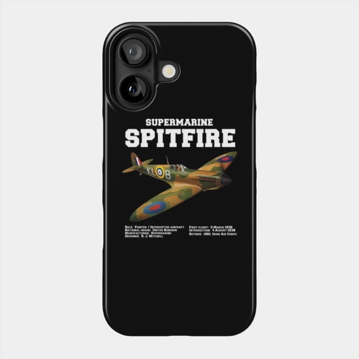 Supermarine Spitfire WWII Plane Case for iPhone 11,12,13,14,15,16,17 ...