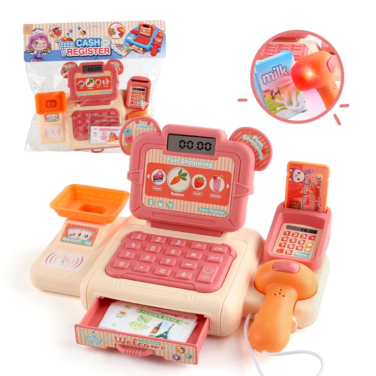 Supermarket Cash Register Toys Shopping Intelligent Recognition Pretend ...