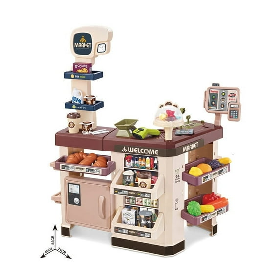 Supermarket Play Set Toys Shopping Cart, Cash Register, Scanner, Kids ...