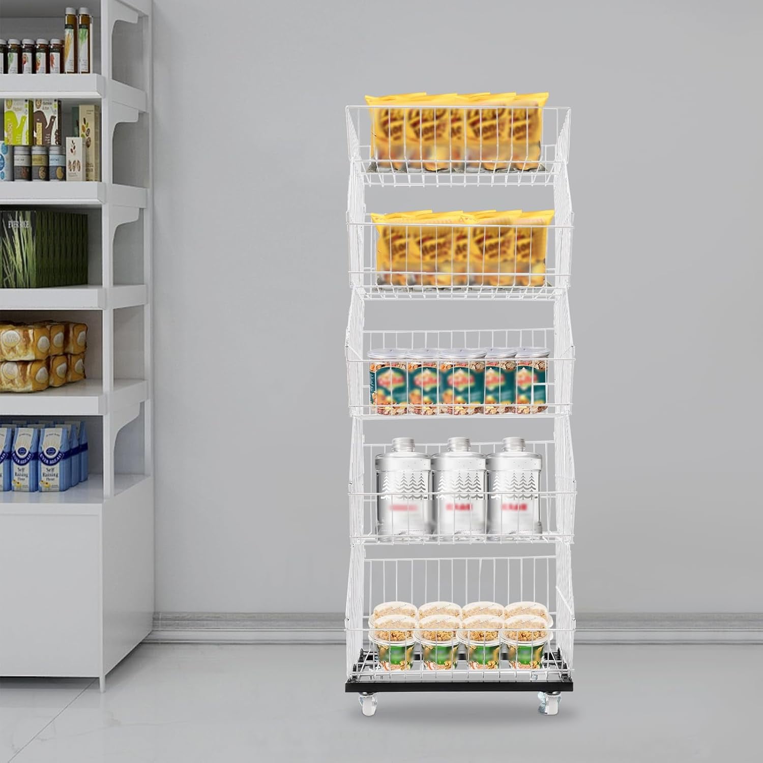 Supermarket Retail Rack Display Stand Tiers with Pulleys (Brakes ...