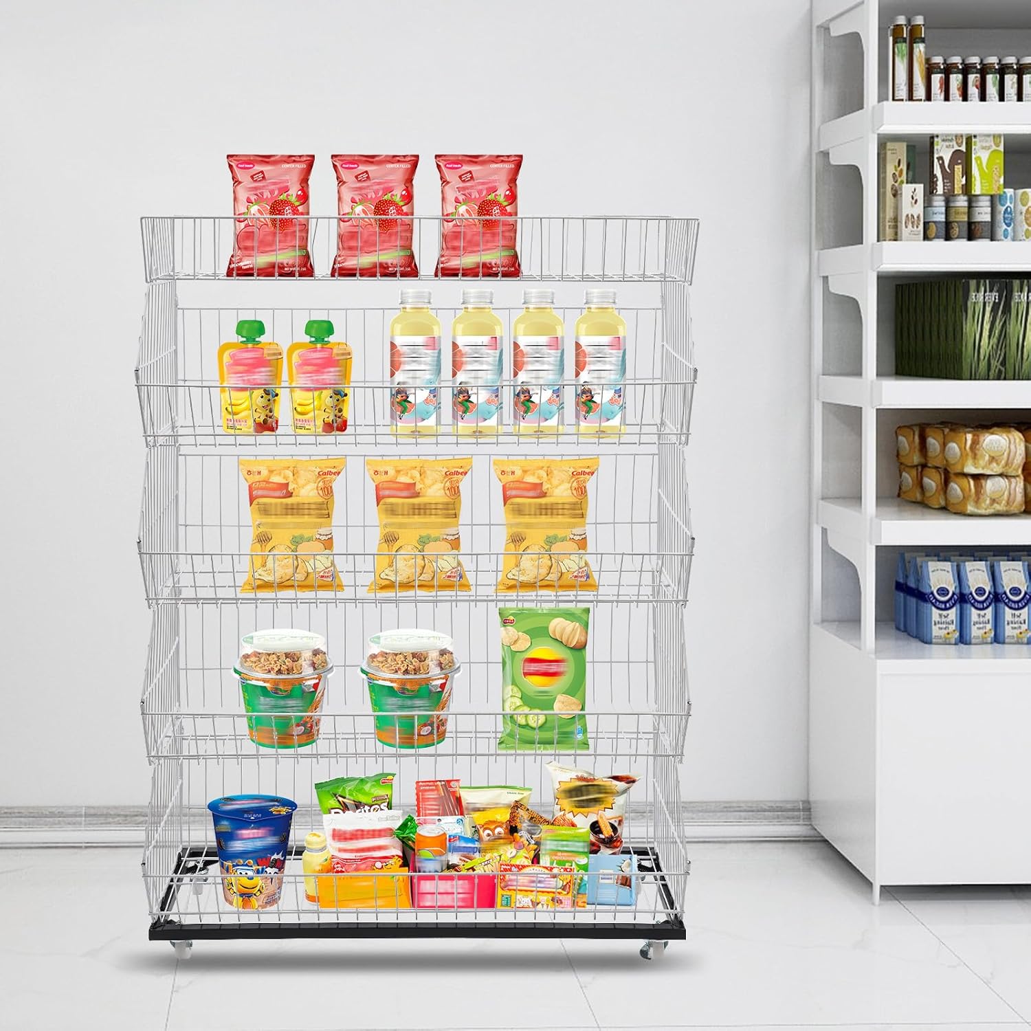 Supermarket Retail Rack Display Stand - Tiers with Pulleys (Brakes ...