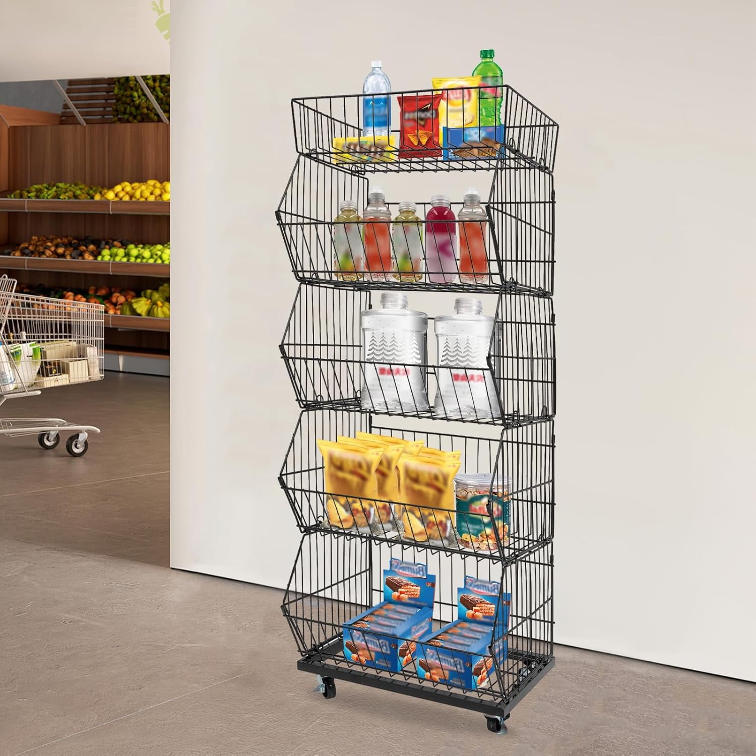 Supermarket Retail Rack Display Stand - Tiers with Pulleys (Brakes ...