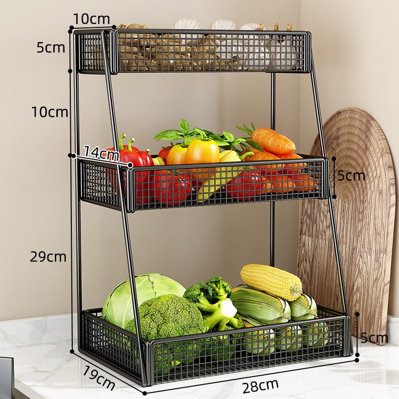 Supermarket produce and vegetable storage rack kitchen countertop ...