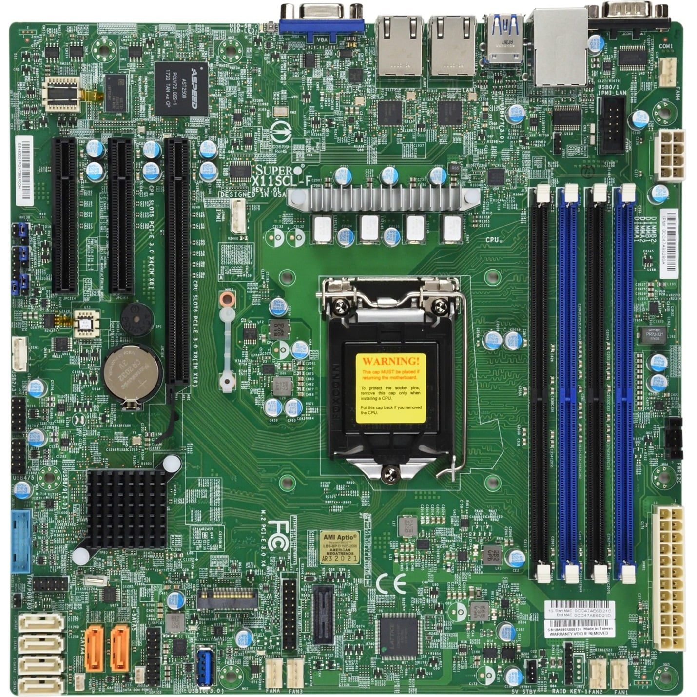 Supermicro X11SCL-F Server Motherboard, Intel C242 Chipset, Socket H4 LGA-1151, Micro ATX ...