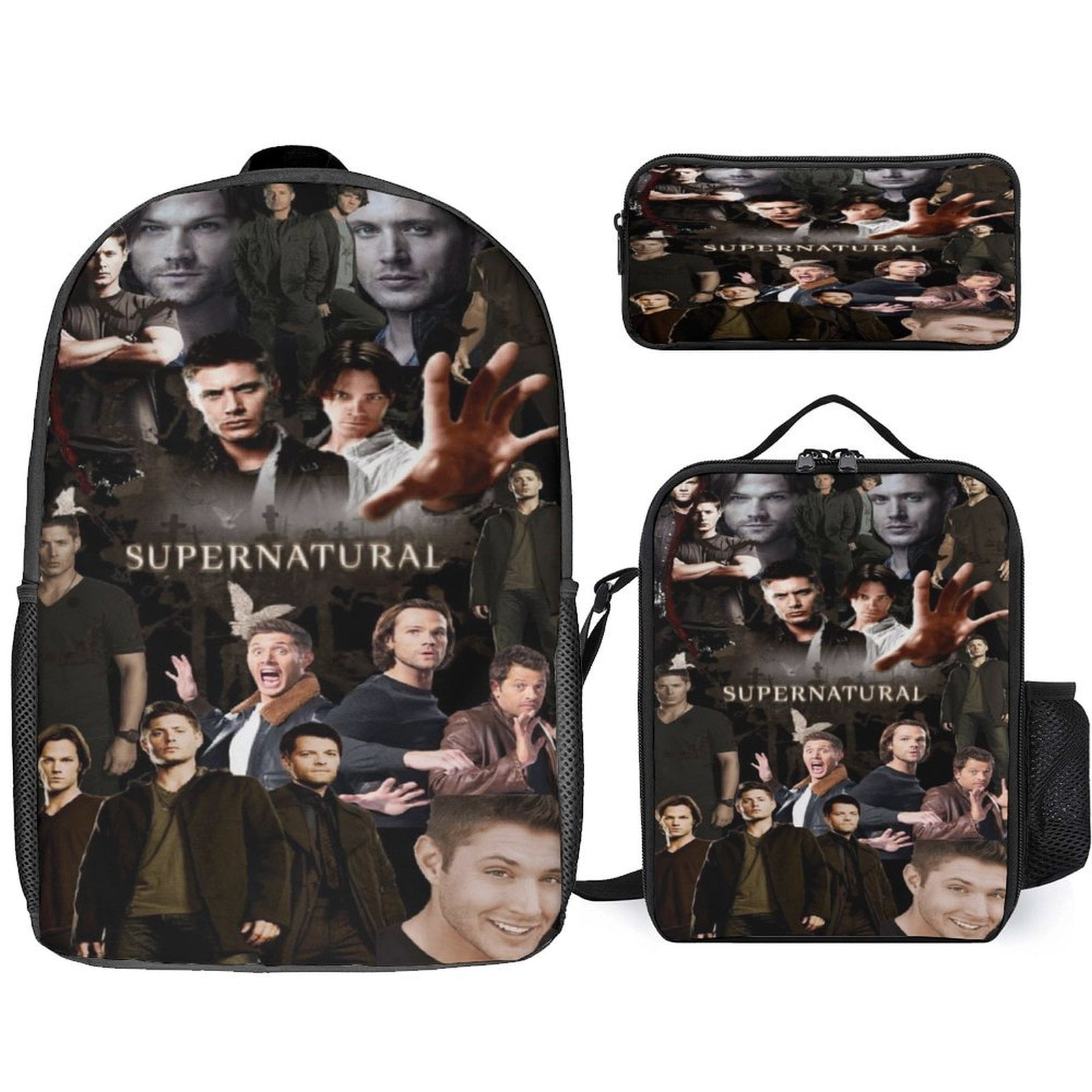 Supernatural Backpack 3 Piece Set with Lunch Box And Pencil Case 3D ...
