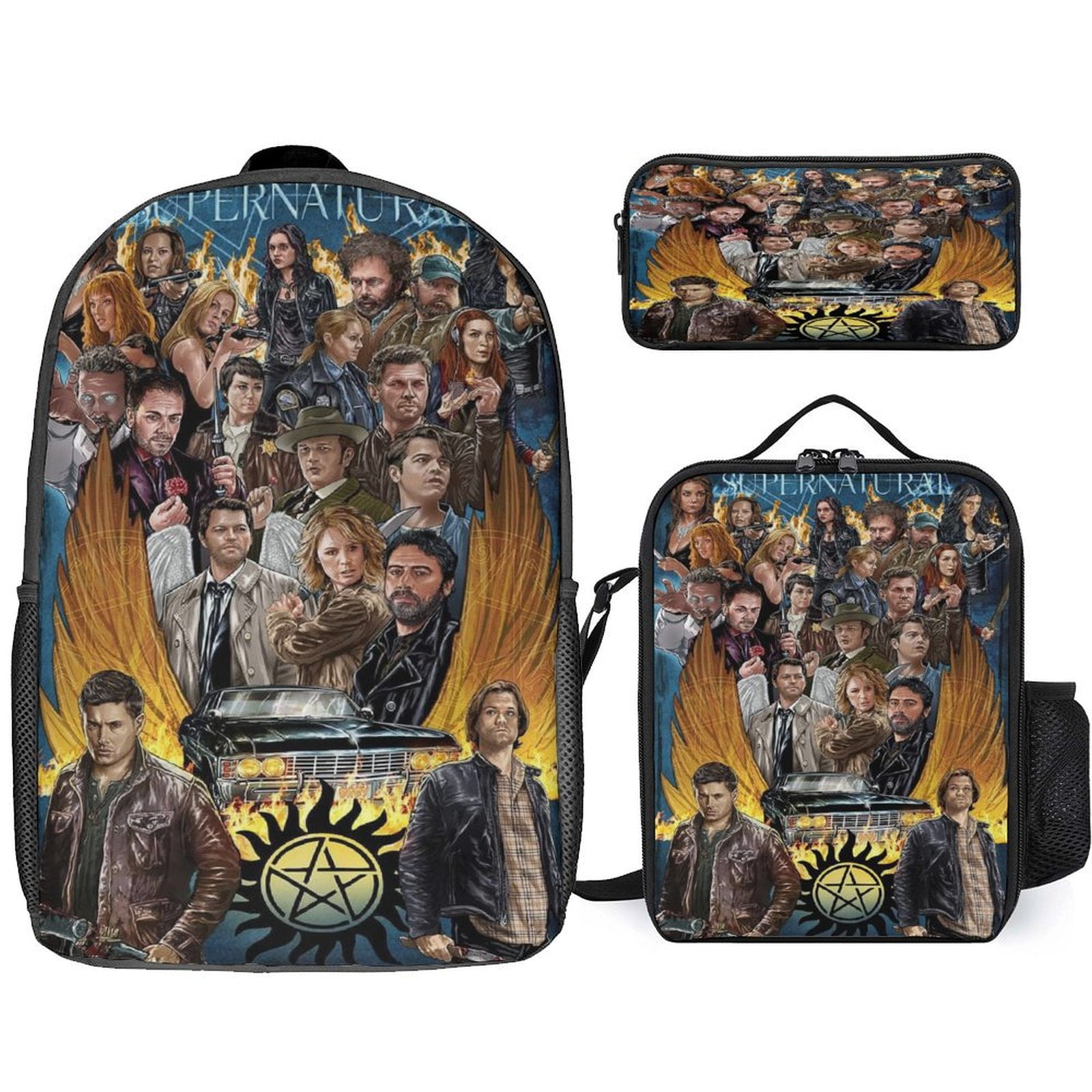 Supernatural Backpack 3 Piece Set with Lunch Box And Pencil Case 3D ...