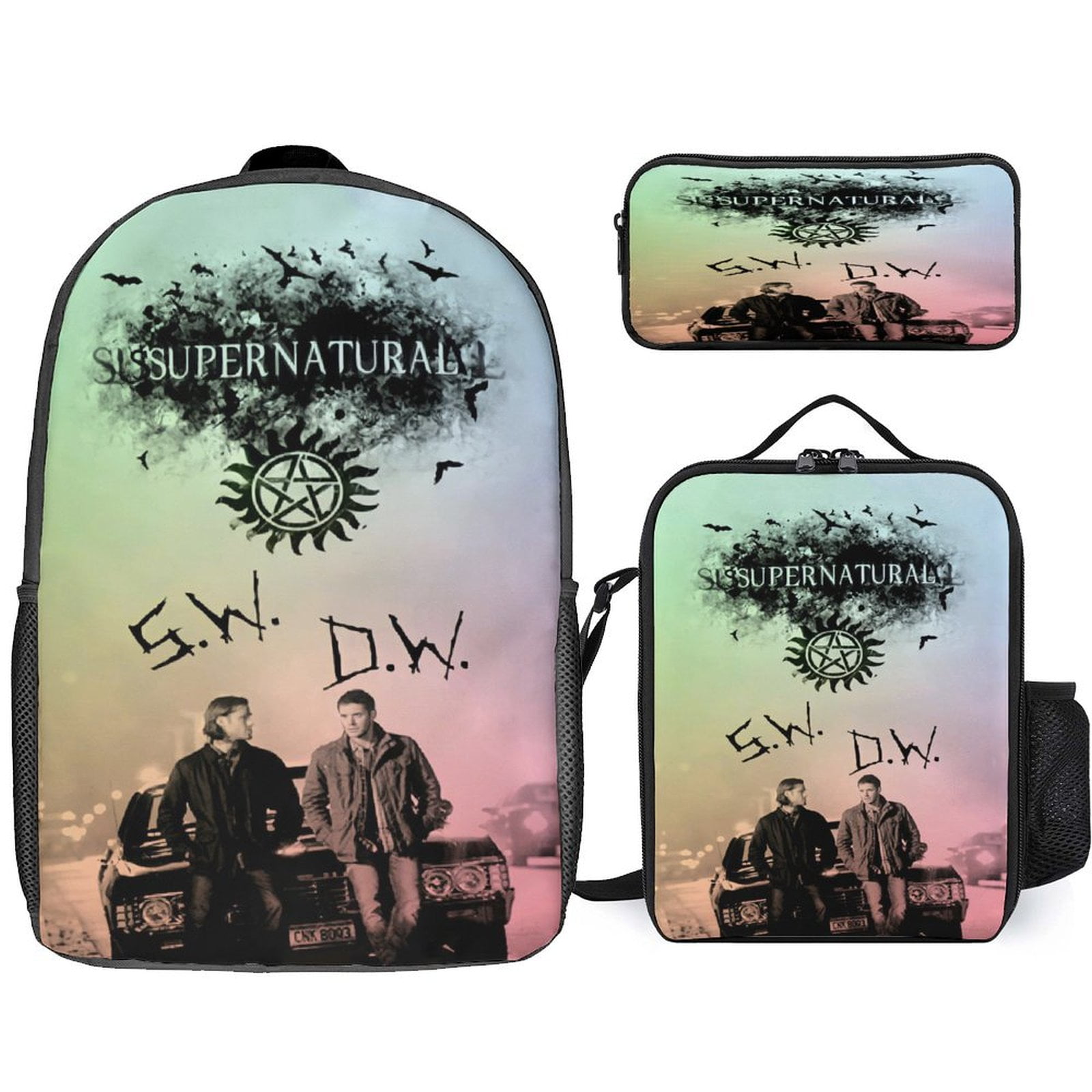 Supernatural Backpack 3 Piece Set with Lunch Box And Pencil Case 3D ...