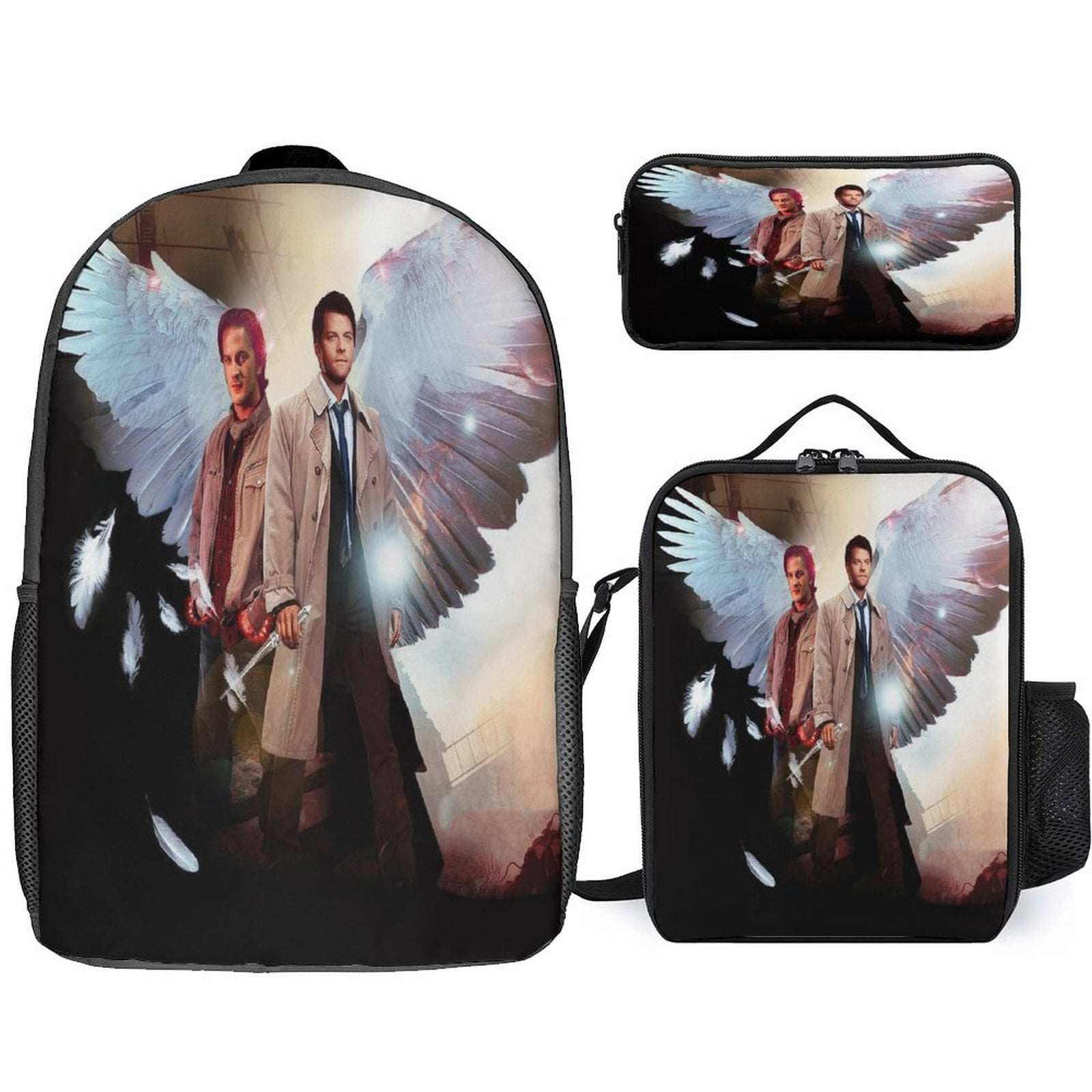 Supernatural Backpack 3 Piece Set with Lunch Box And Pencil Case 3D ...