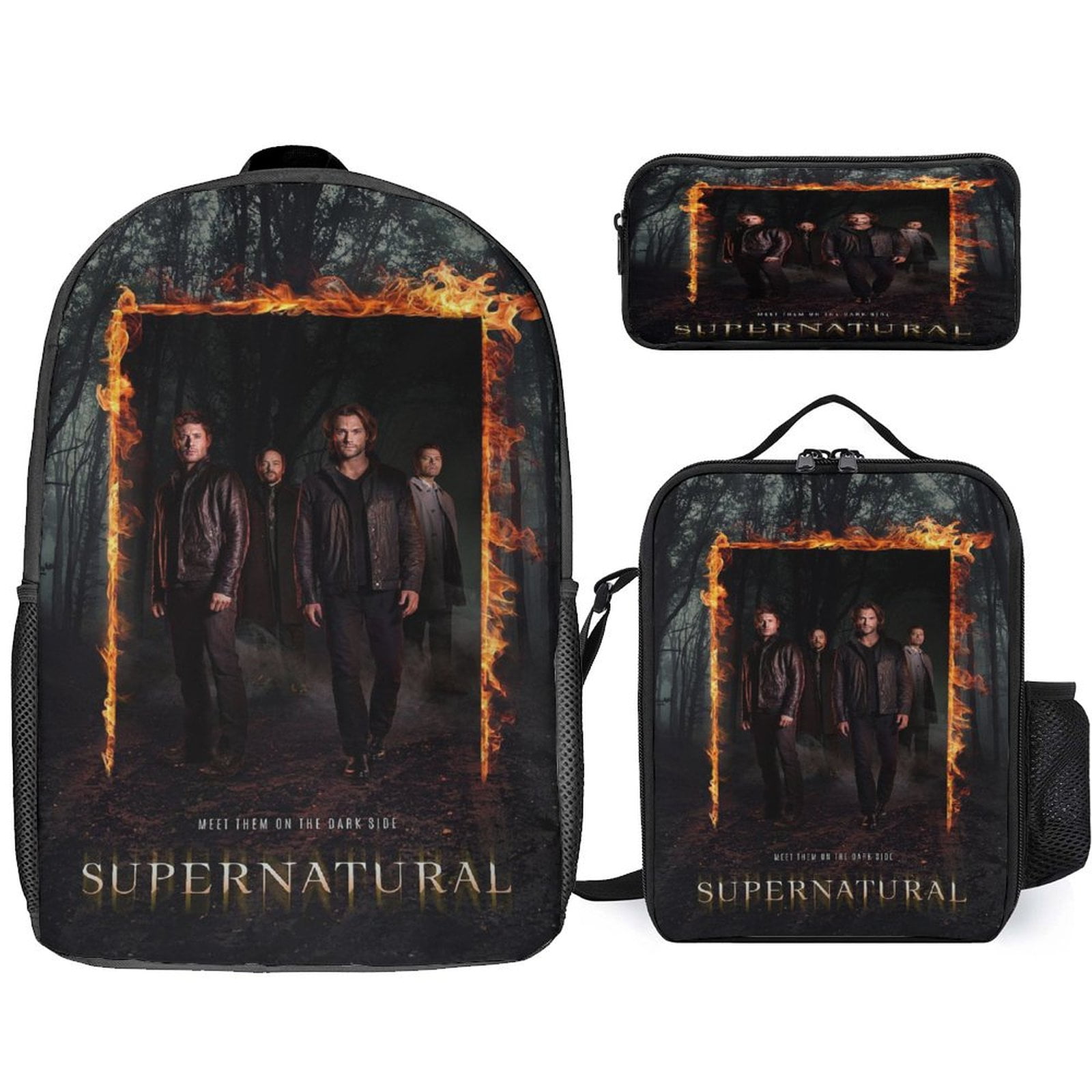Supernatural Backpack 3 Piece Set with Lunch Box And Pencil Case 3D ...