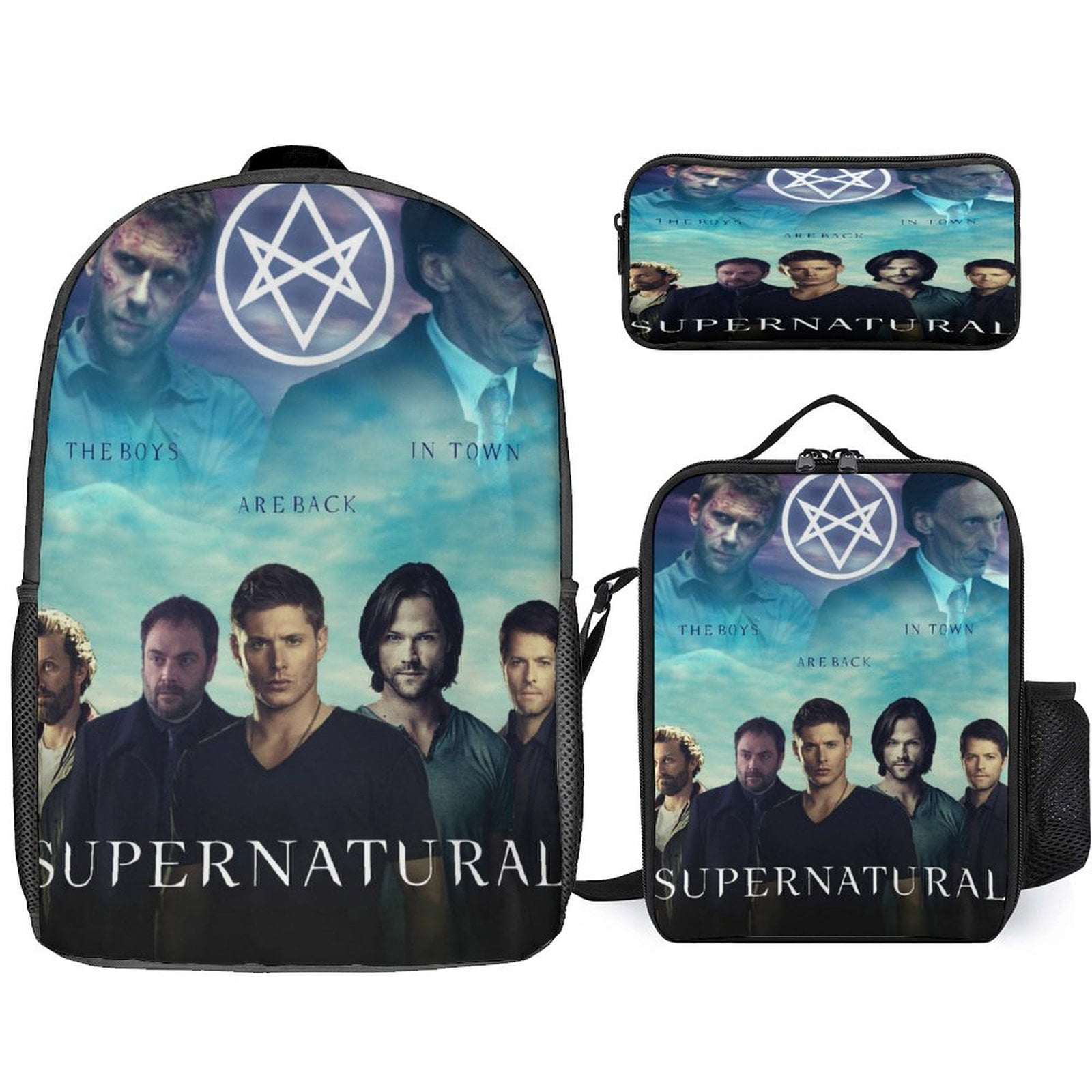 Supernatural Backpack 3 Piece Set with Lunch Box And Pencil Case 3D ...