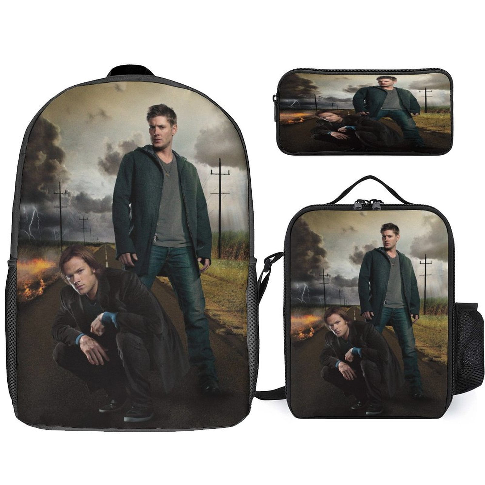 Supernatural Backpack 3 Piece Set with Lunch Box And Pencil Case 3D ...