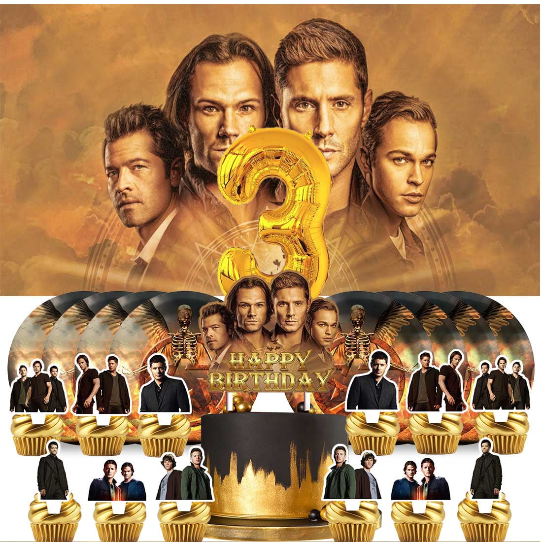 Supernatural Balloons Party Supplies 3rd Decor Tableware Birthday Cake ...