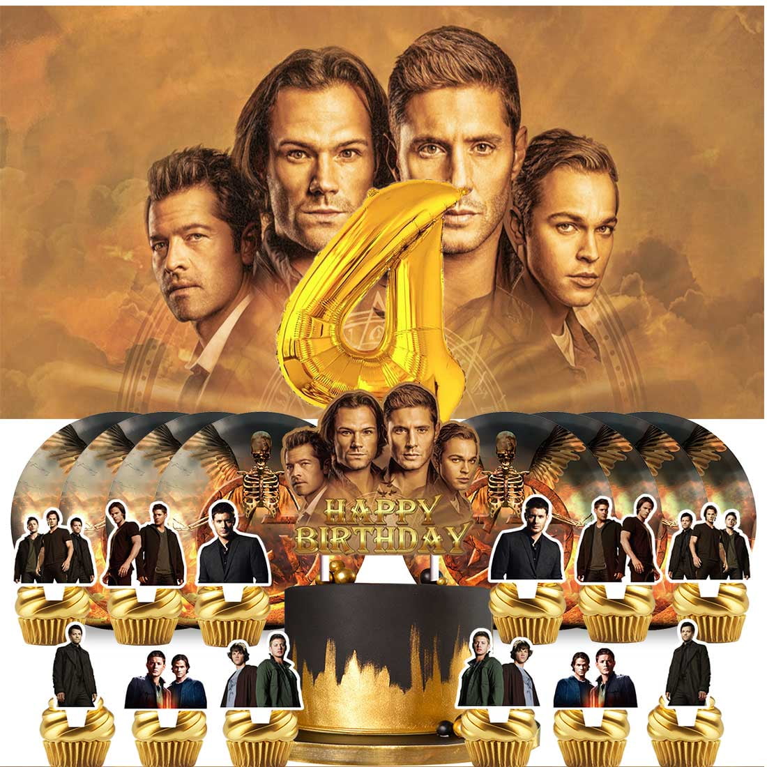 Supernatural Balloons Party Supplies 4th Decor Tableware Birthday Cake ...