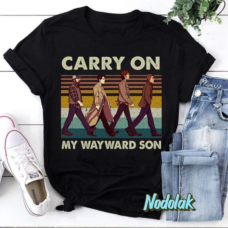 Supernatural Carry On My Wayward Son Vintage T-Shirt, Abbey Road Shirt ...