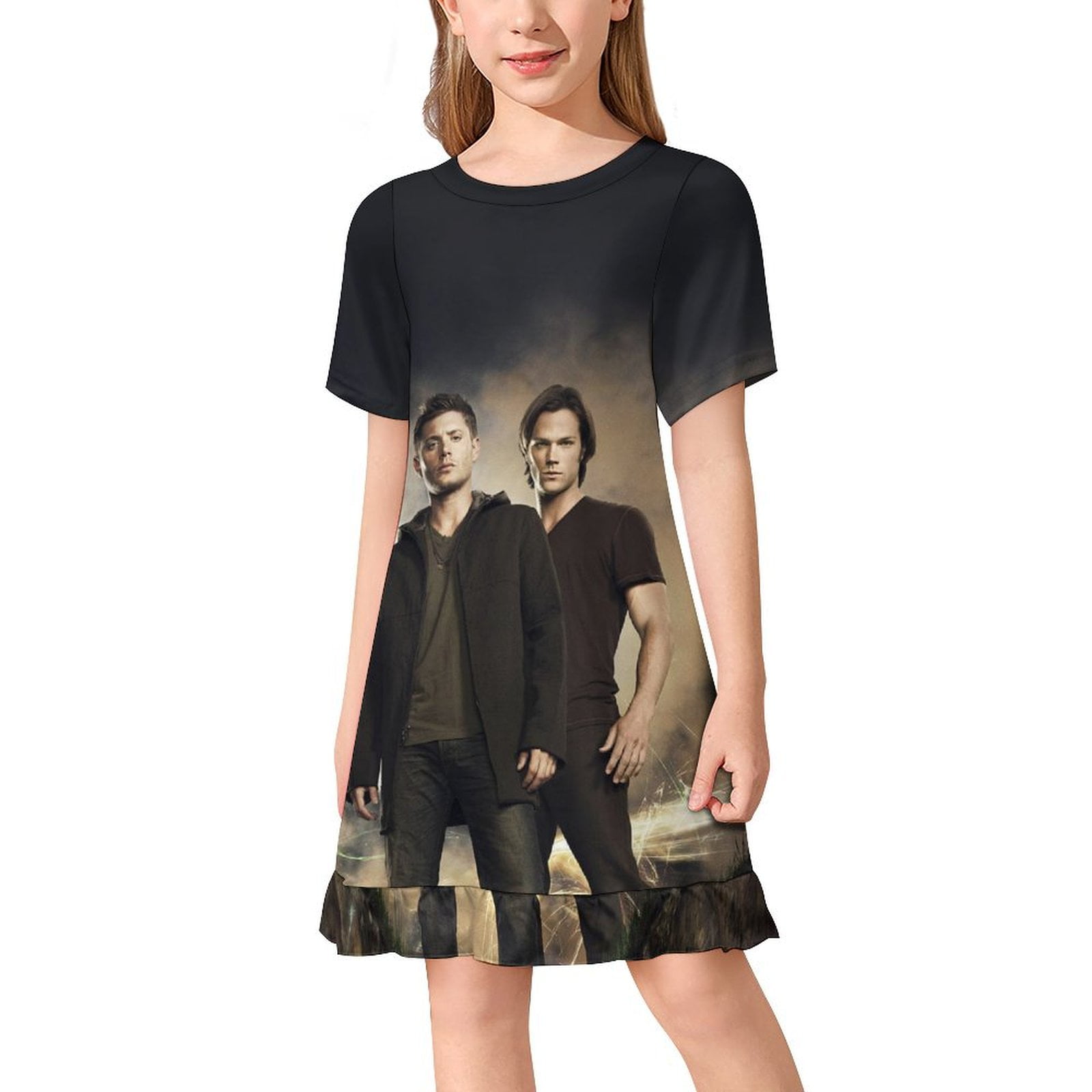 Supernatural Characters Children's Short Sleeved Dress 3D Printed ...