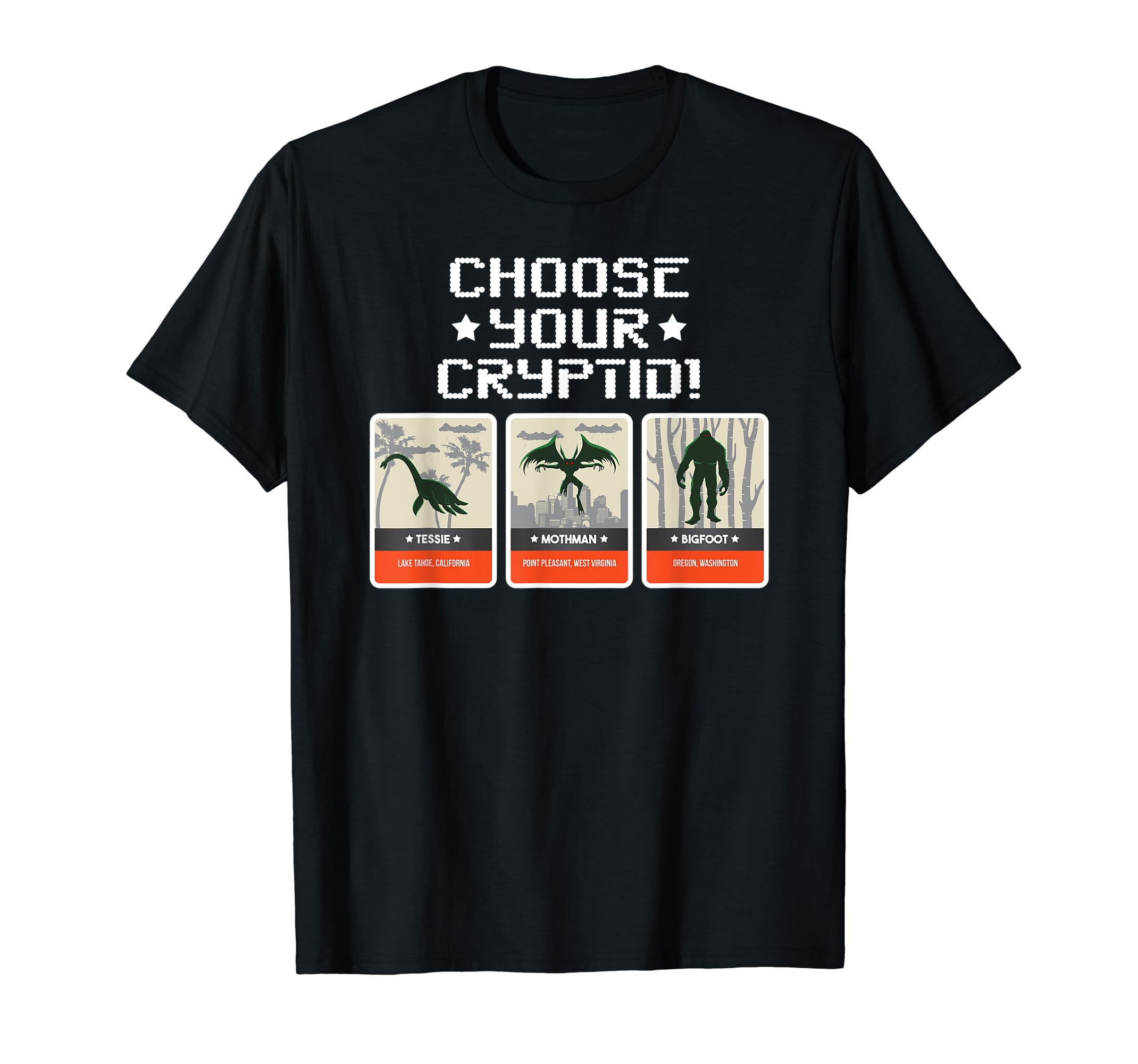 Supernatural Choose Your Cryptid Nessie BigFoot Mothman T-Shirt ...