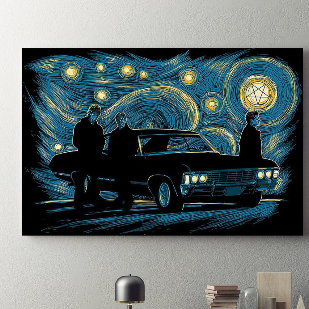 Supernatural Dean Sam Castiel Vincent Van Gogh Starry Night Poster ...