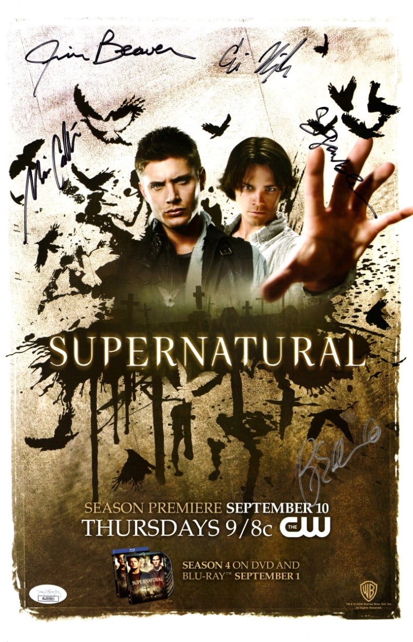 Supernatural Multi Signed Autographed 11X17 Poster Collins Kripke Beaver +2 JSA - Walmart.com