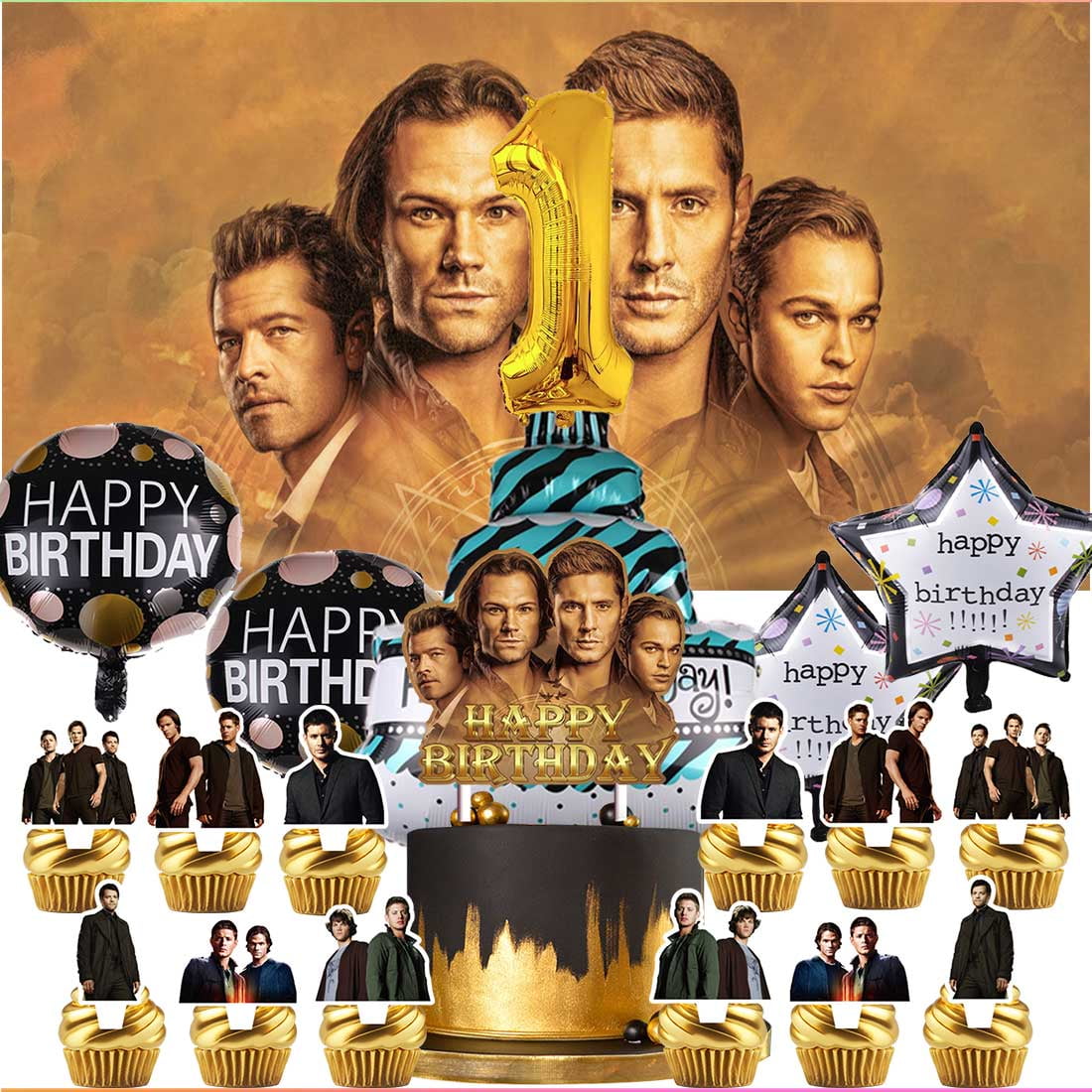 Supernatural Party Supplies Decor 1st Kit Balloons Birthday Cake Topper ...