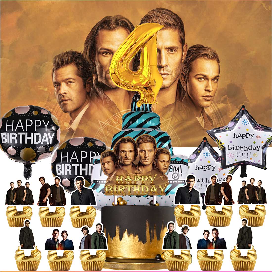 Supernatural Party Supplies Decor 4th Kit Balloons Birthday Cake Topper ...