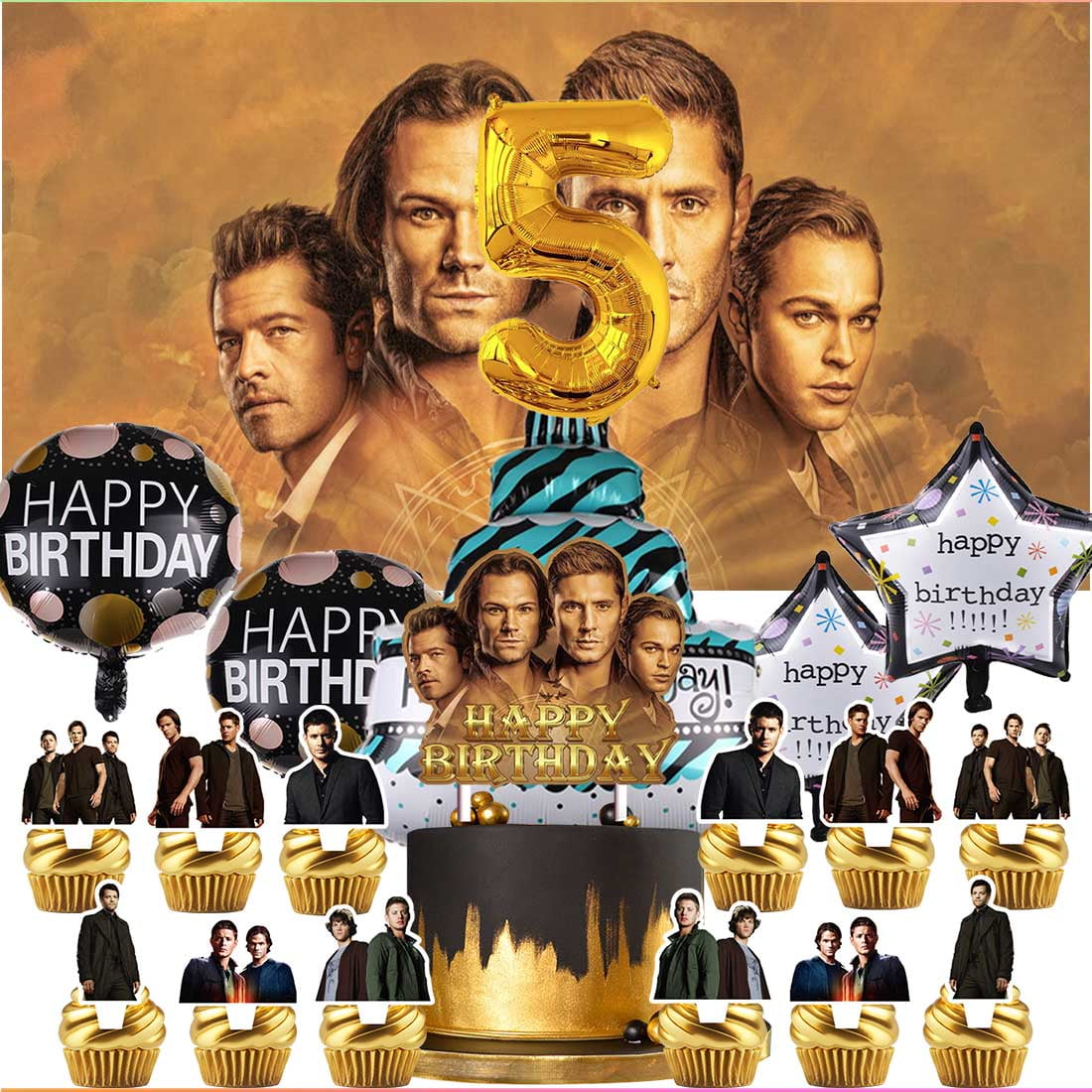 Supernatural Party Supplies Decor 5th Kit Balloons Birthday Cake Topper ...