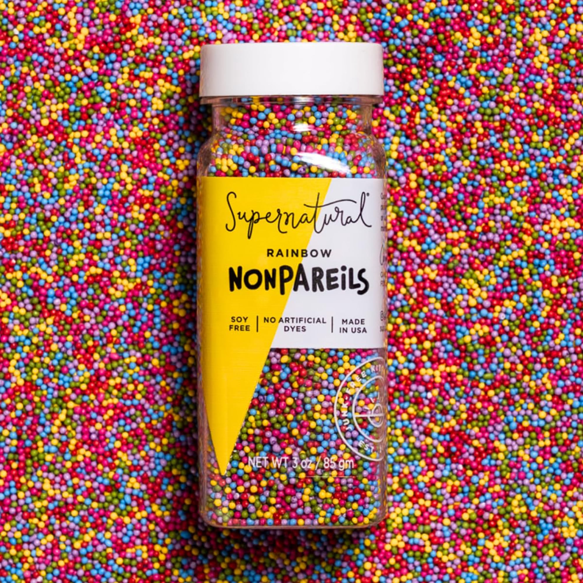 Supernatural Rainbow Nonpareils, Dye-Free Natural Sprinkles, Vegan, 3oz ...
