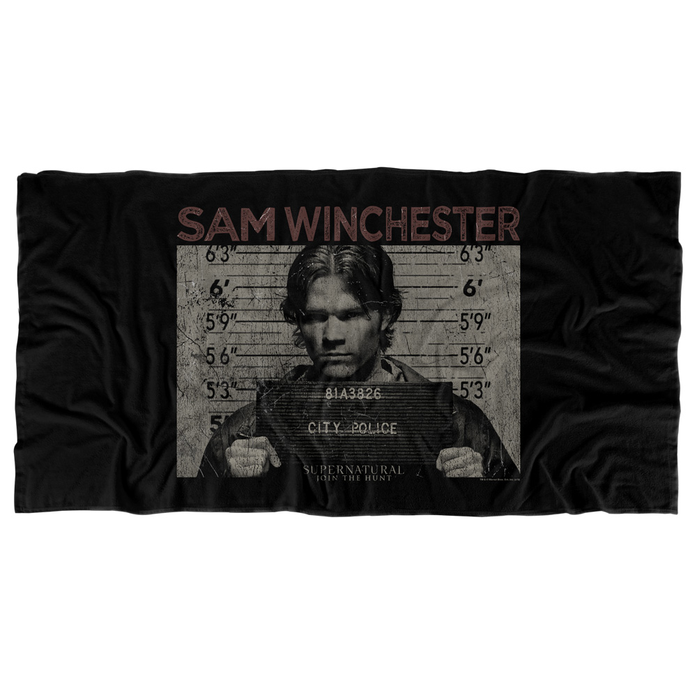 Supernatural Sam Mug Shot Officially Licensed Beach Towel 30' X 60 ...