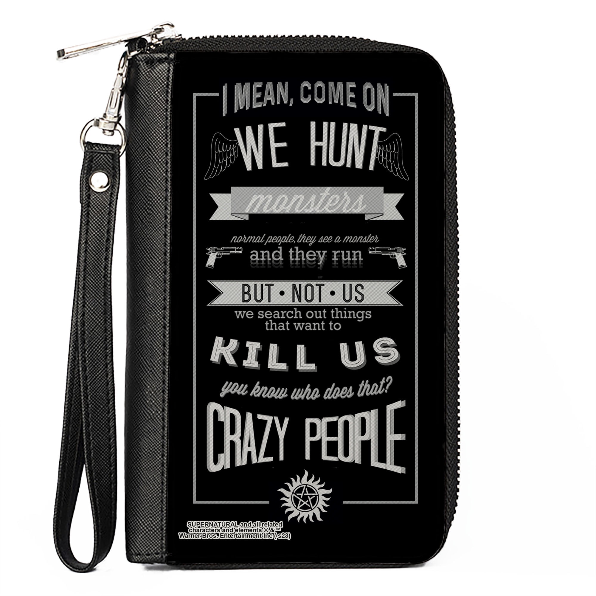 Supernatural Wallet, Zip Around, Supernatural Dean CRAZY PEOPLE Quote ...